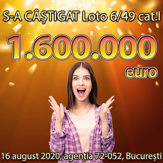 S-a castigat marele premiu la Loto 6/49 in valoare de 1,6 milioane euro ...