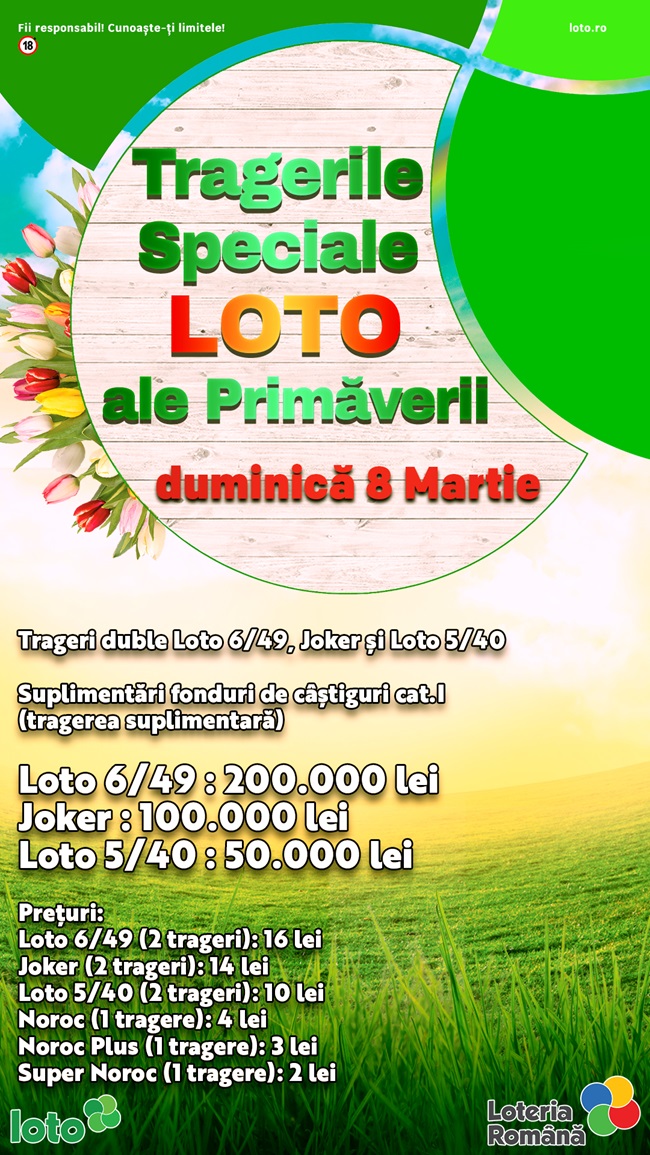 TRAGERILE SPECIALE LOTO ALE PRIMAVERII – Loteria Romana